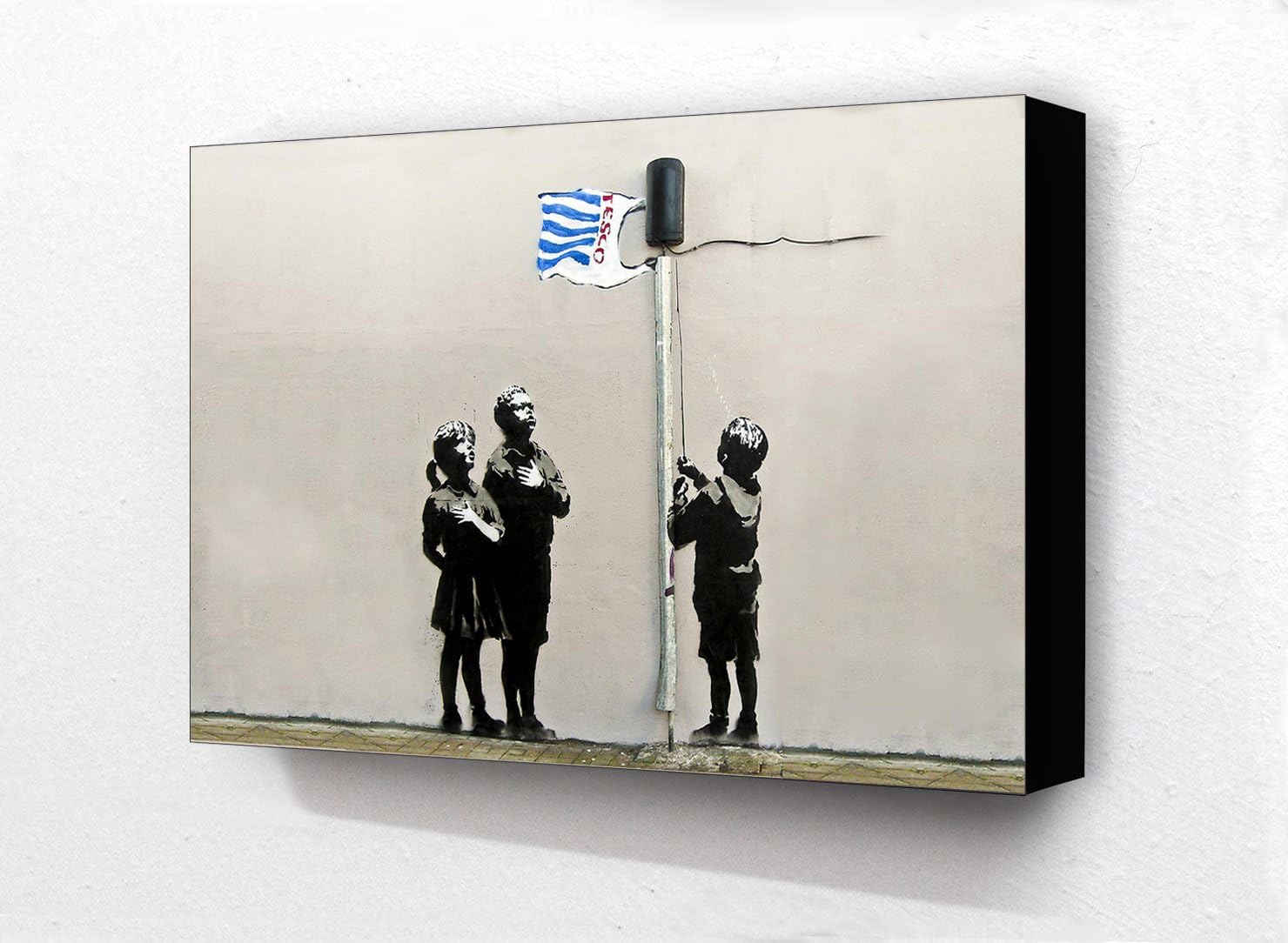 Banksy Tesco Flag Kids Horizontal 6 x 4 Inches Postcard Size Block ...