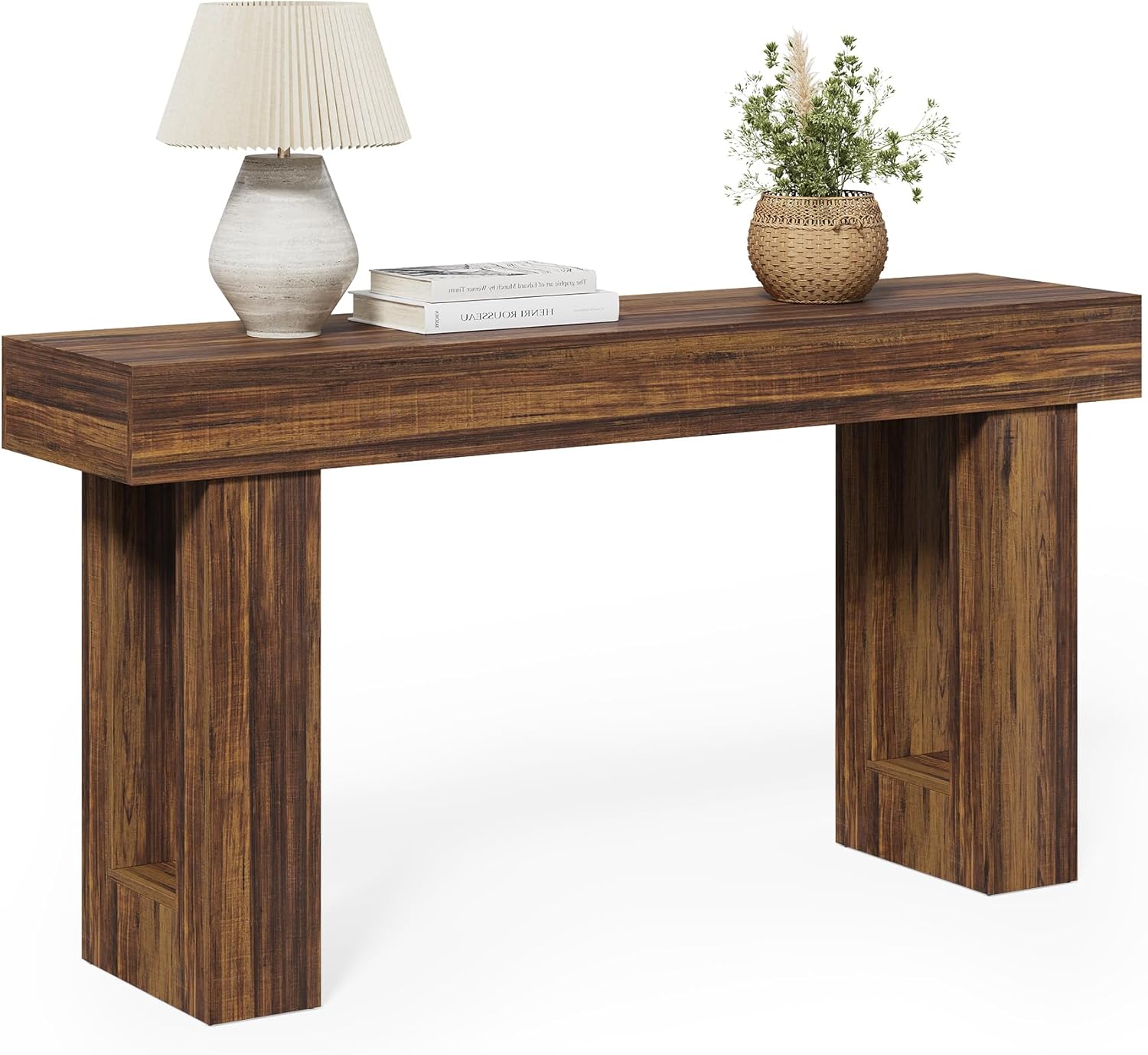 LITTLE TREE 63 Inches Long Console Table for Entryway, Rustic Brown ...