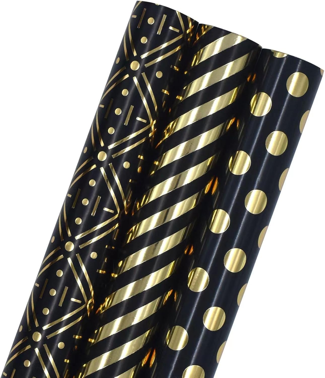 3 Rolls Birthday Gift Wrapping Paper, 43cm * 3m Metallic and Brilliant ...