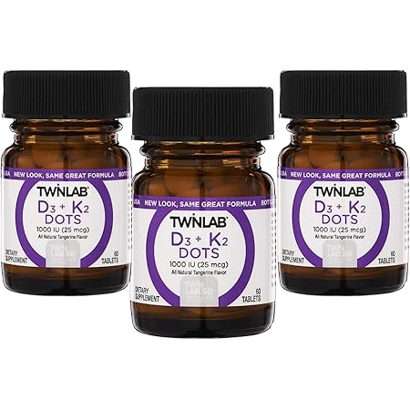 Amazon.com: Twinlab Vitamin D3 1000 + K2 Dots - Bone & Heart Health ...