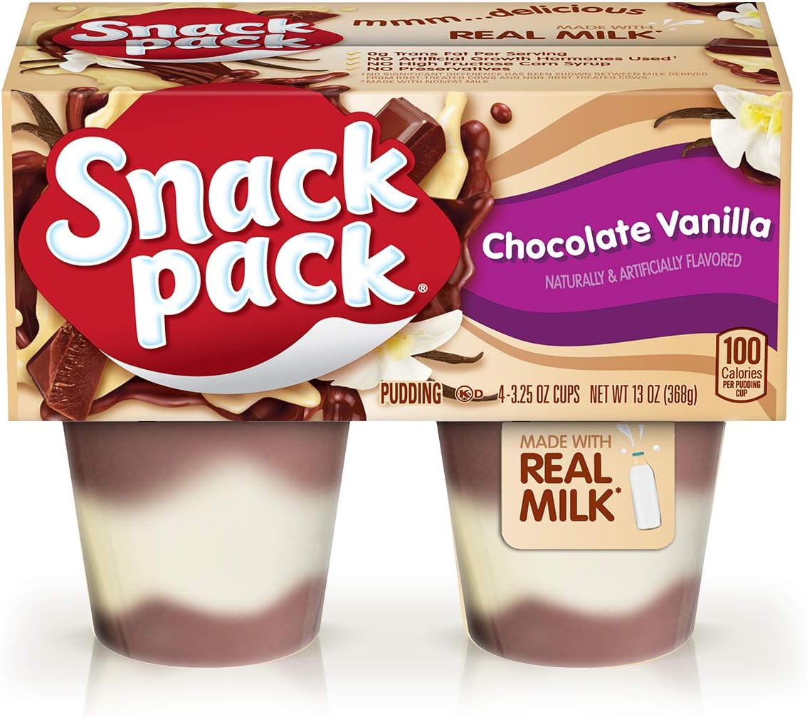 Amazon.com : Snack Pack Pie Pudding Chocolate and Vanilla, 13 Oz, 4 Ct ...