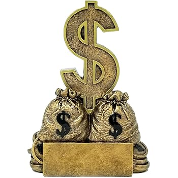 Amazon.com: Dollar Sign Trophy - Sales or Fundraising Award - Gold Bag ...