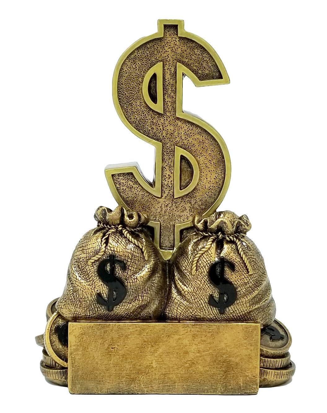 Dollar Sign Trophy - Sales or Fundraising Award - Gold Bag of Money ...