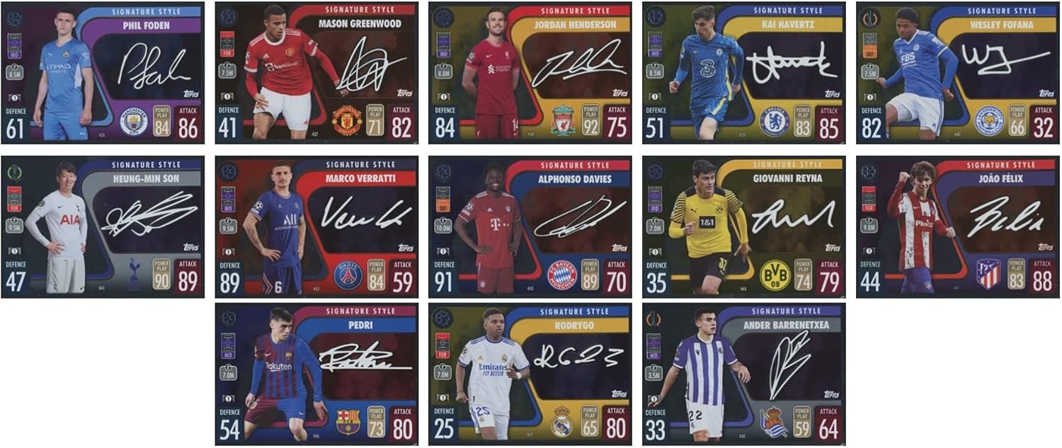 TOPPS MATCH ATTAX 2021/22 Full 13 Card Set Signature Style Including ...
