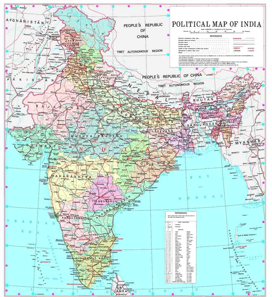Wallpics All India Political Map Waterproof Vinyl Sticker Poster 12x18 ...