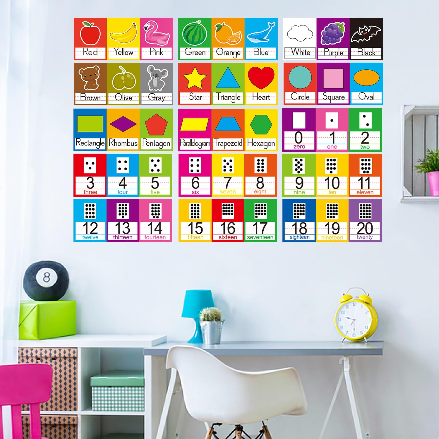 Snapklik.com : Alphabet Line ABC Number 0-20 Colors And Shapes Wall ...