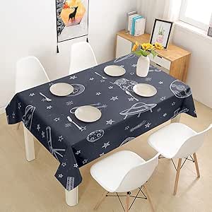 Outer Space Table Cloth Round Tables 55" for Boys Galaxy Planets Meteor ...