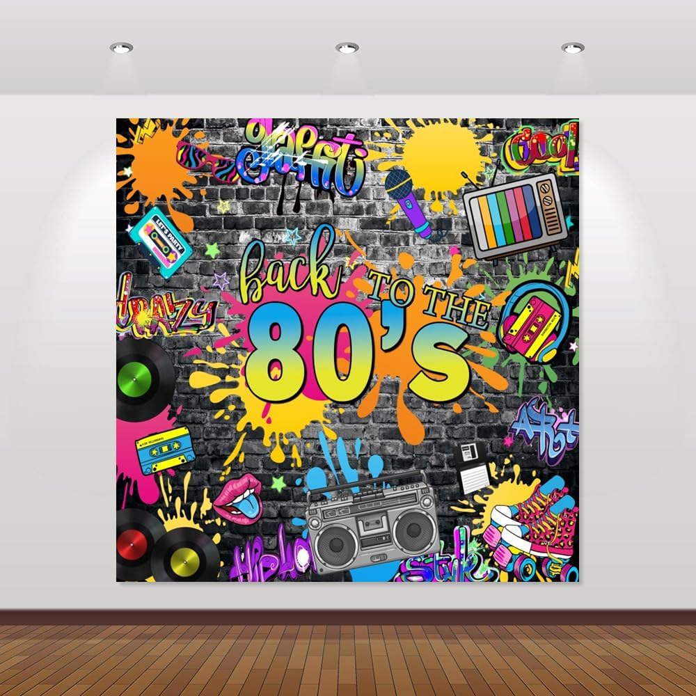 Amazon.com : 80s Backdrop for Parties Hip Hop Rock Music Disco Birthday ...