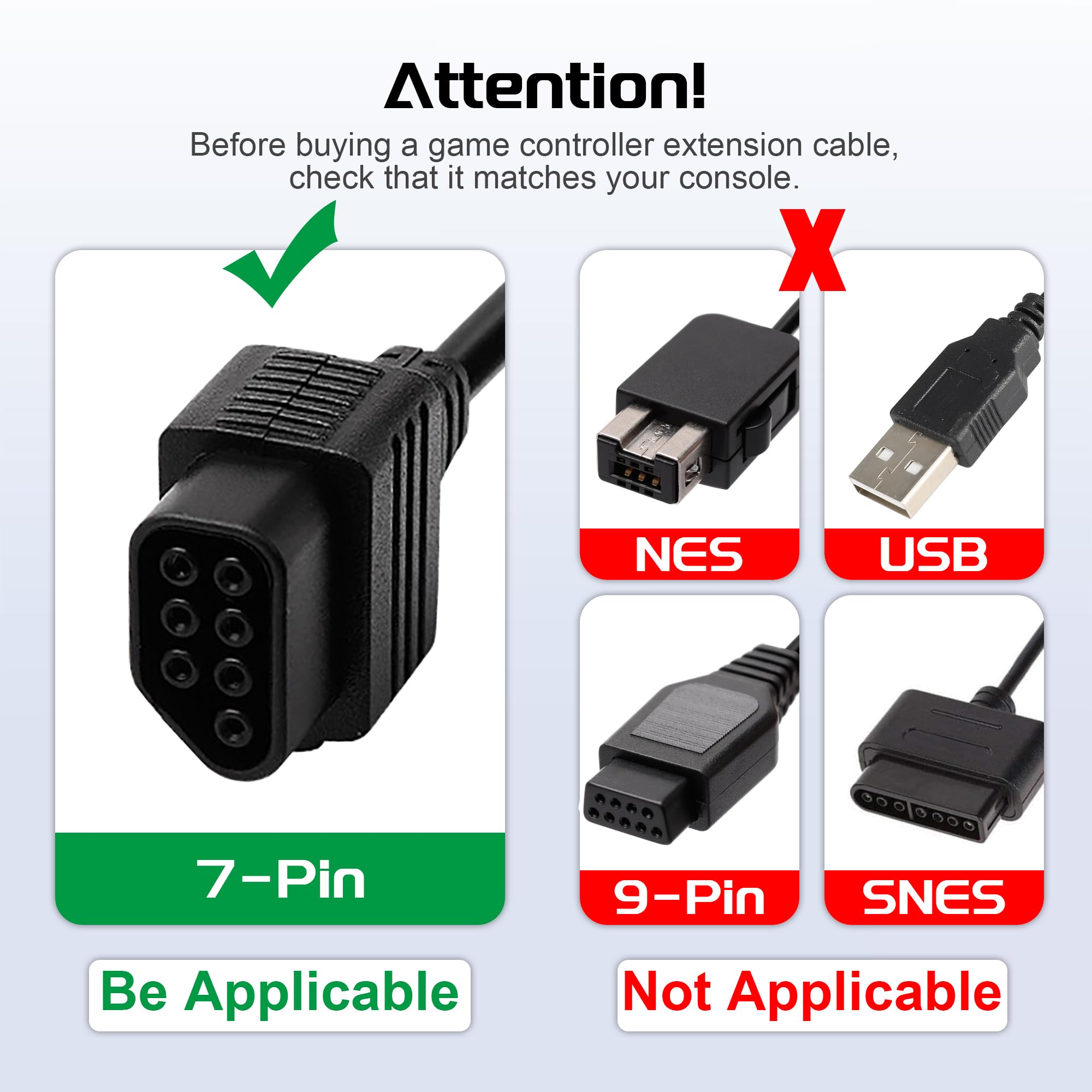 Snapklik.com : CUENSTOP 7 Pin NES Controller Extension Cable, 2-Pack 1 ...