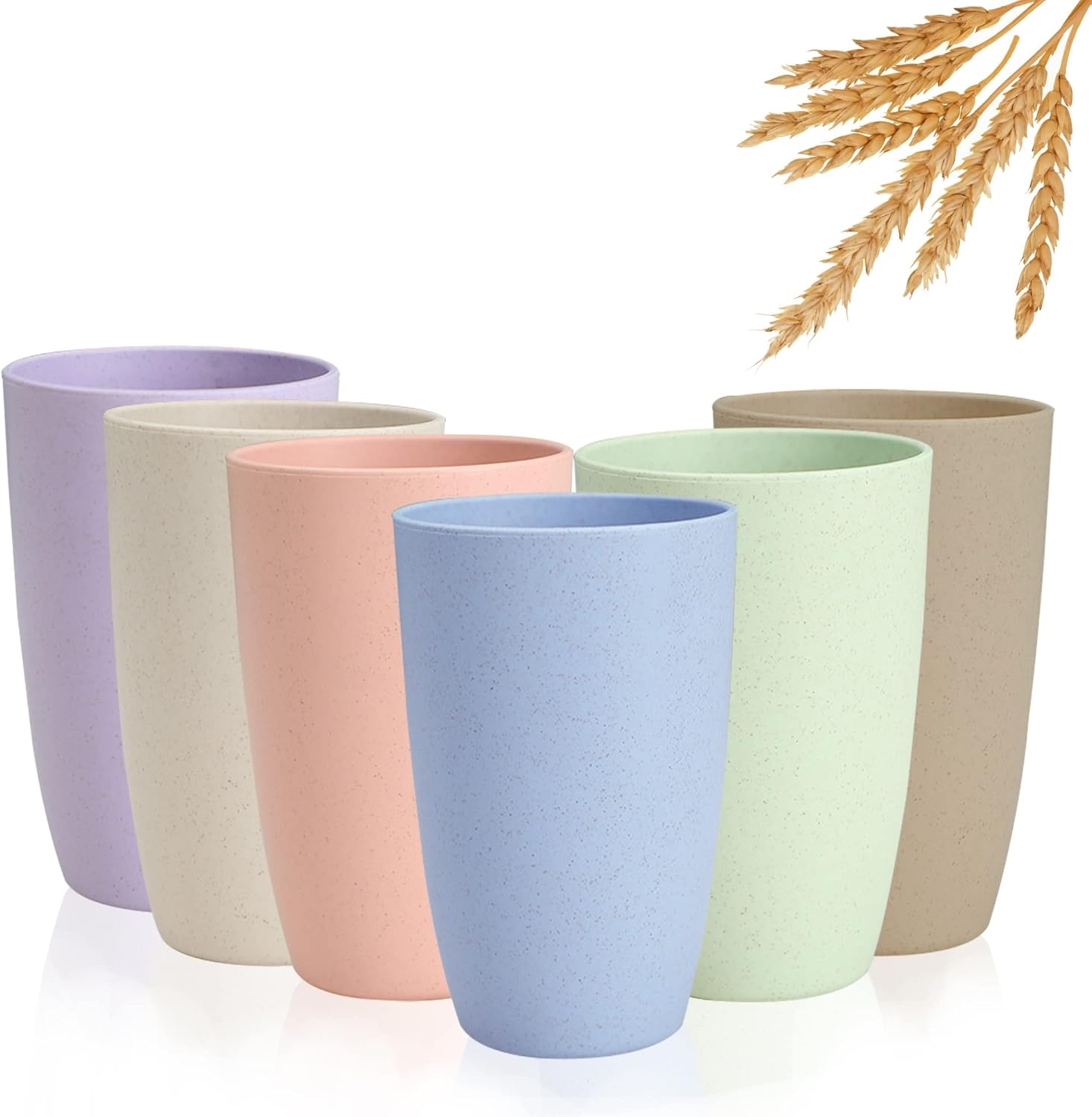 Amazon.com | Numkey 20 oz [set of 6] Wheat Straw Cups Plastic Cups ...