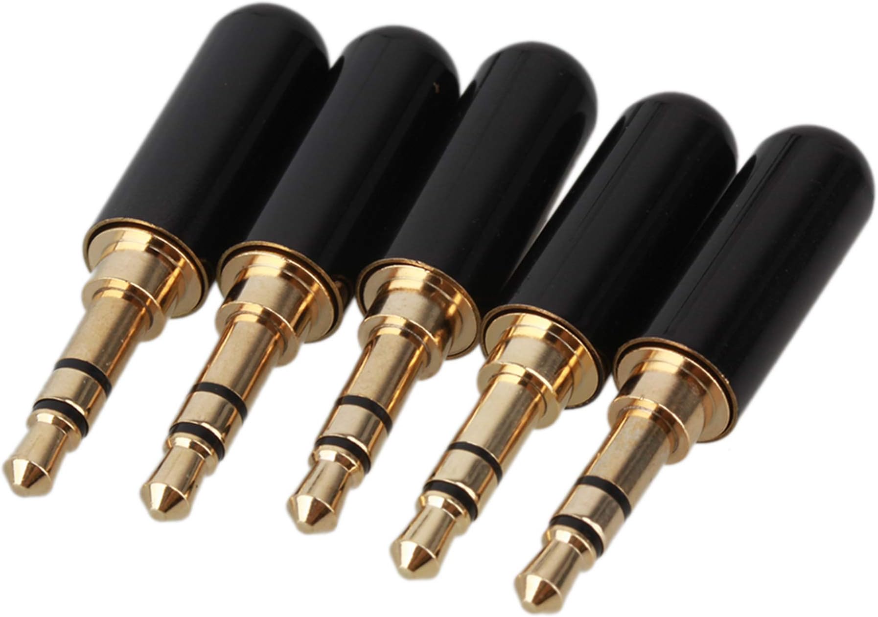 Mxfans 5pieces Black 3.5mm Male Plug Mini Jack 3 Pole Stereo Repair ...