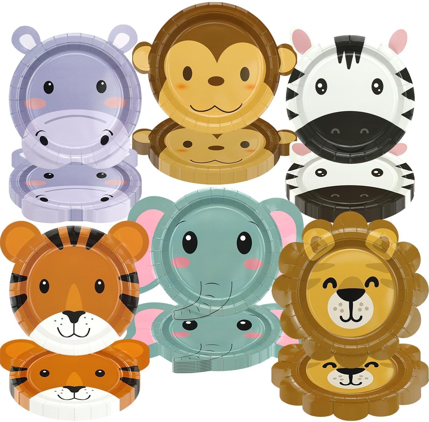 Amazon.com: PIXHOTUL Jungle Animal Paper Plates 60 Pack - Jungle Safari ...