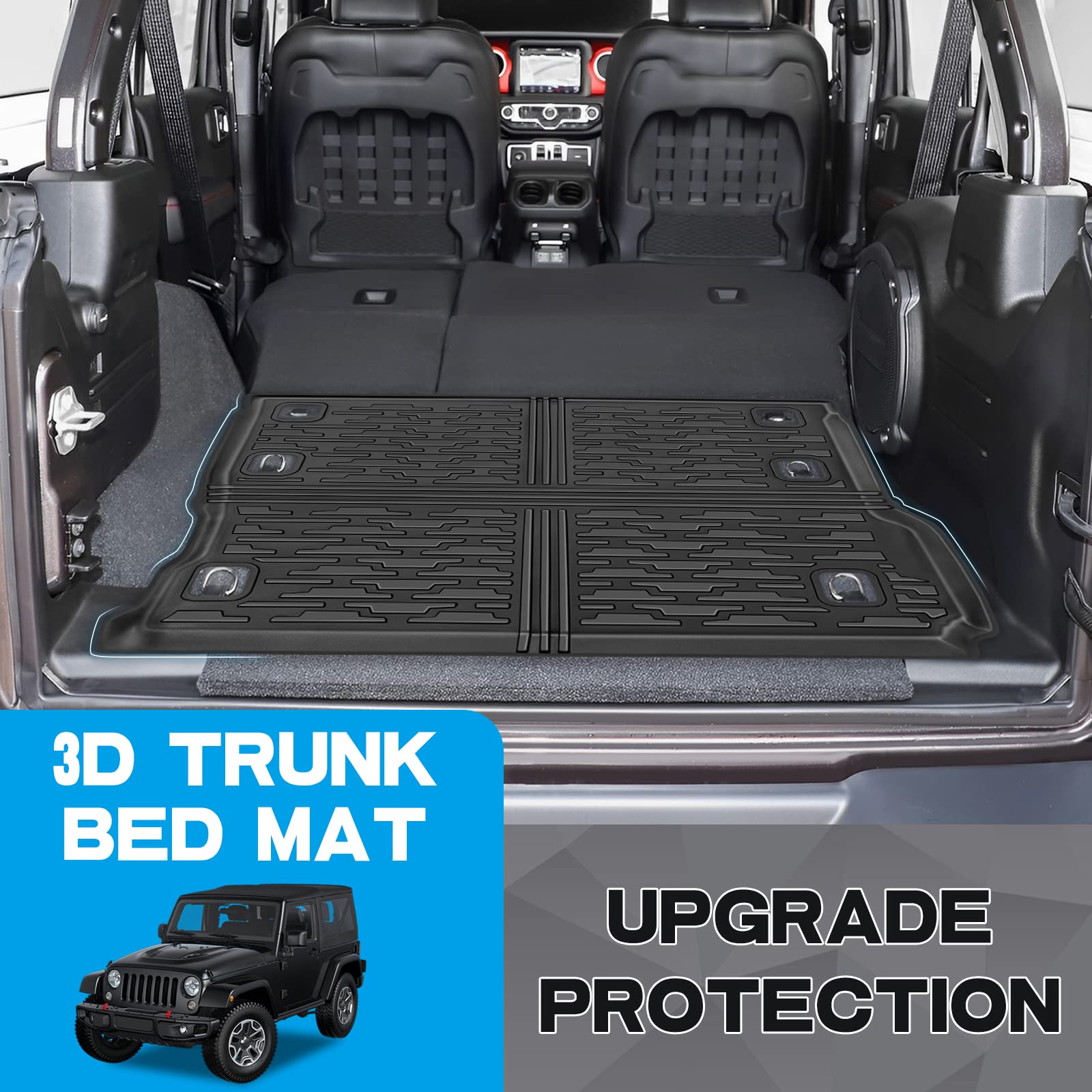 JTYZSM Rear Cargo Mat for 2018-2023 Jeep Wrangler JL Rubicon with ...