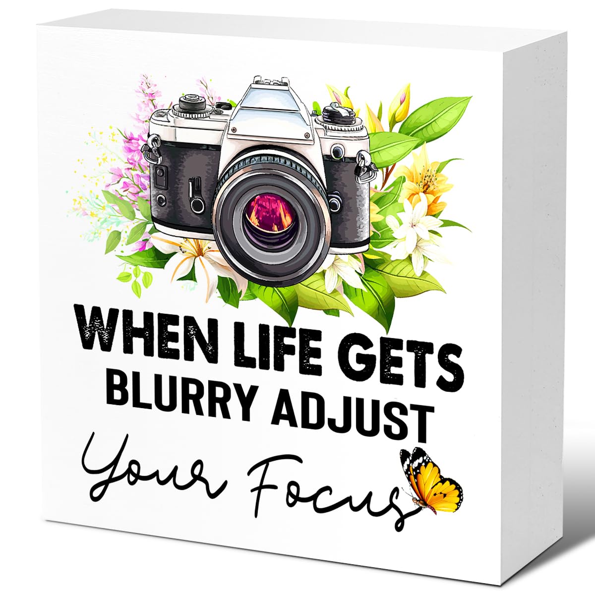 Amazon.com: Inspirational Wood Block Signs,When Life Gets Blurry Adjust ...
