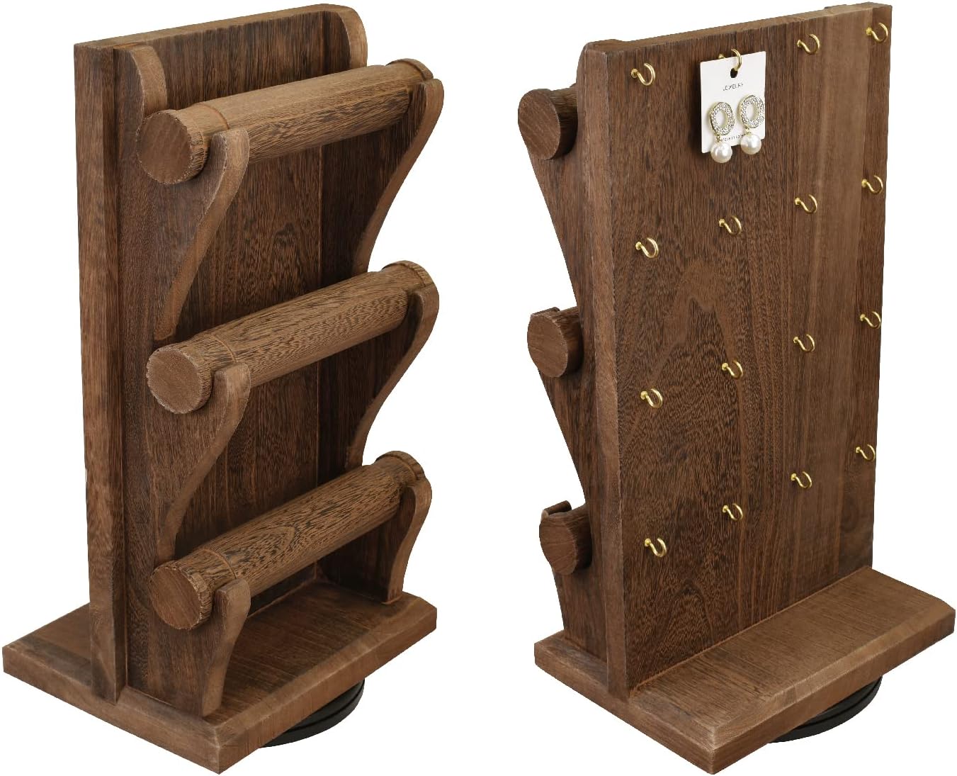 Amazon.com: Ikee Design 2-Sided Rotating Wooden Jewelry Display Stand ...