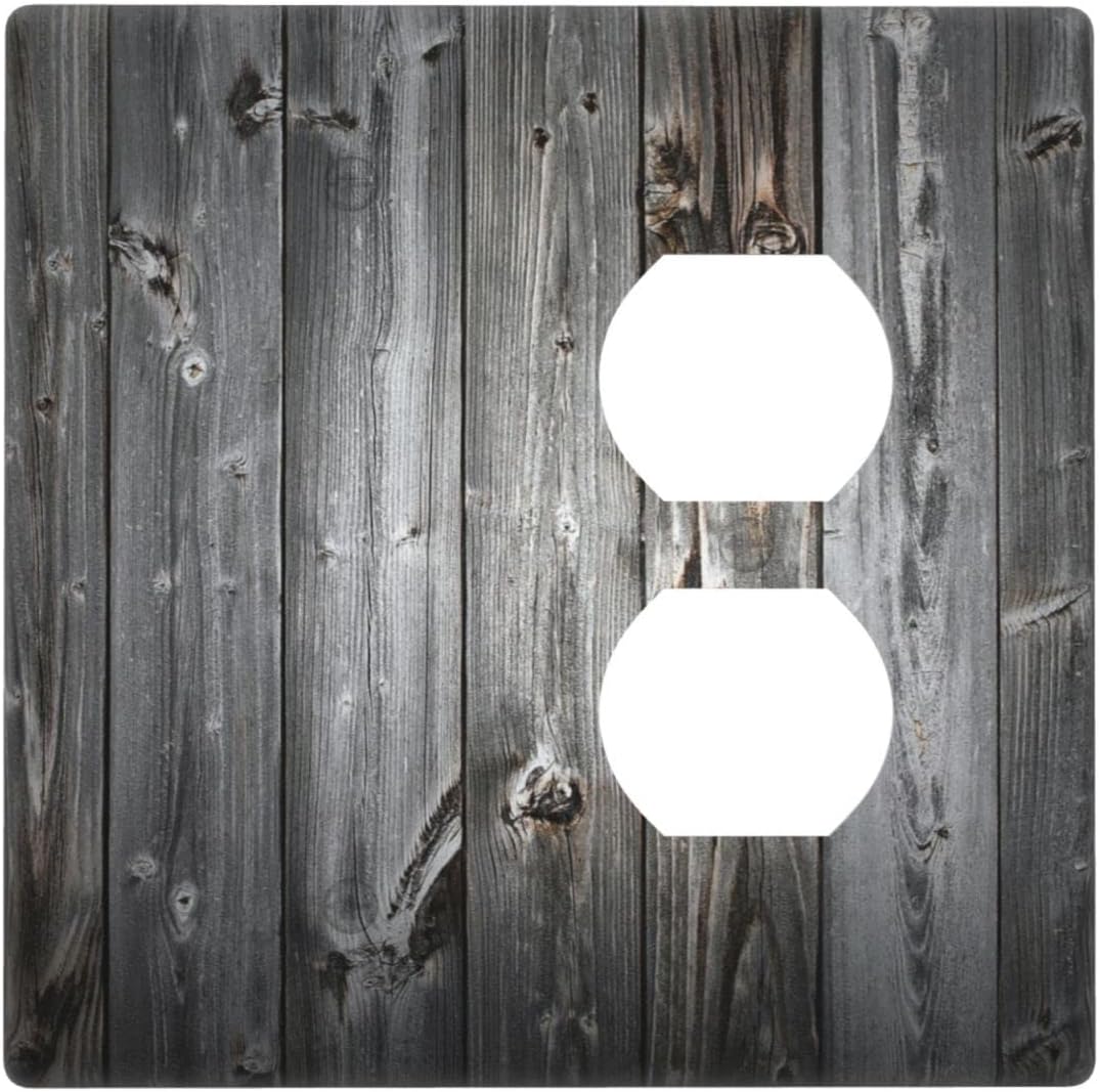 Farmhouse Gray Wood Texture Pattern Decorative 1 Blank Duplex Outlets ...