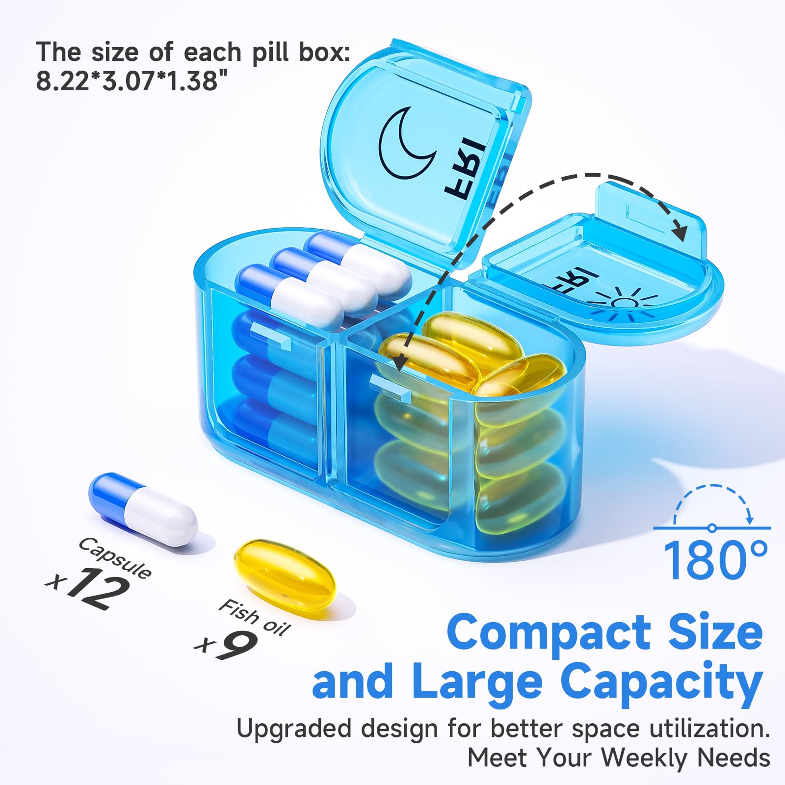 Snapklik.com : Weekly Pill Organizer 2 Times A Day,One-Side Open Daily ...