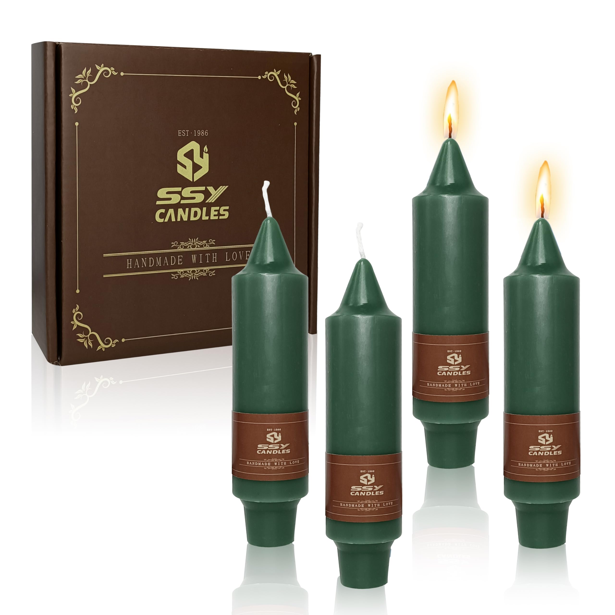 Amazon.com: Dark Green Short Taper Candle Candle Sticks, 5 Inch Mini ...