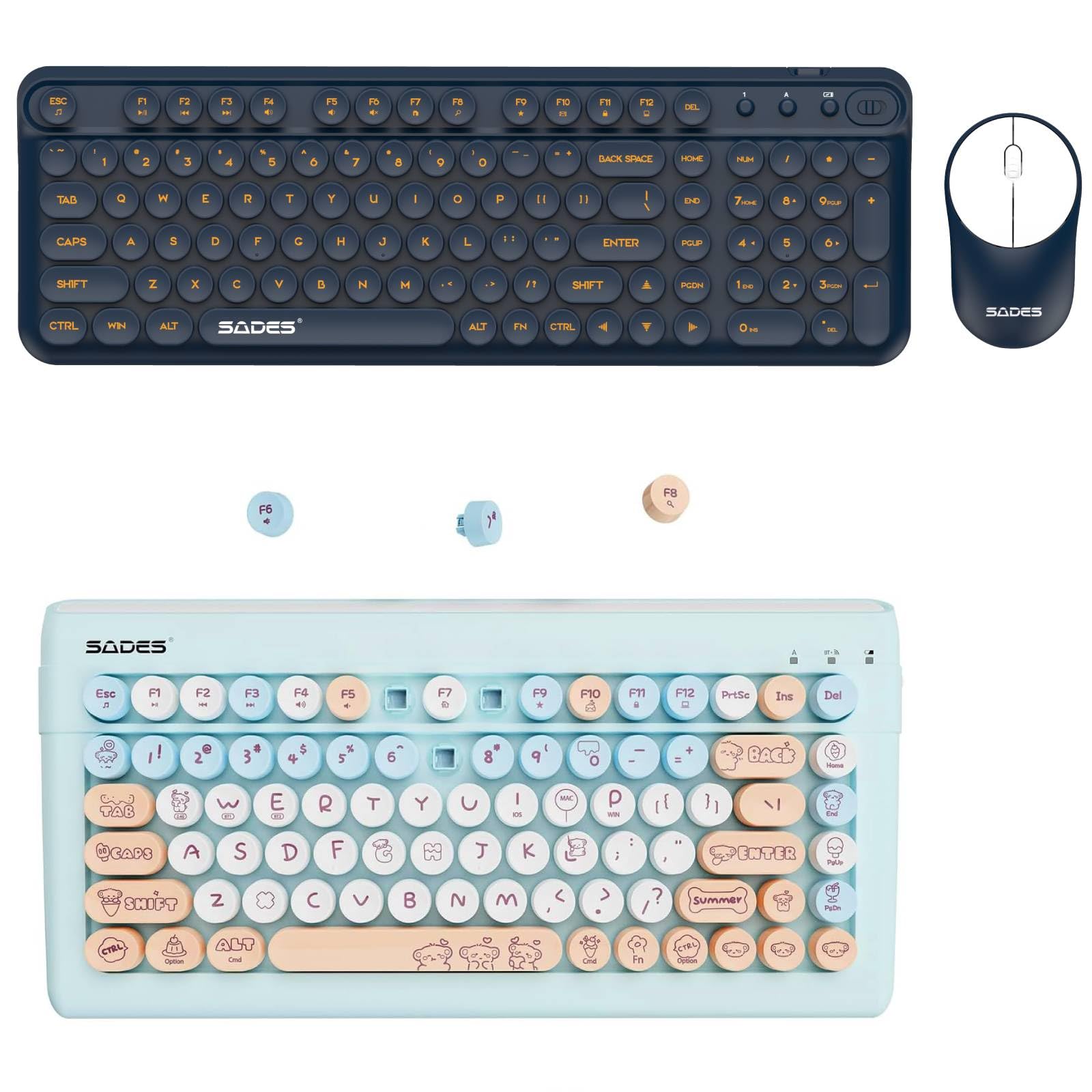 Wireless Keyboard And Mouse Combo And Bluetooth Keyboard Typewriter Retro Round