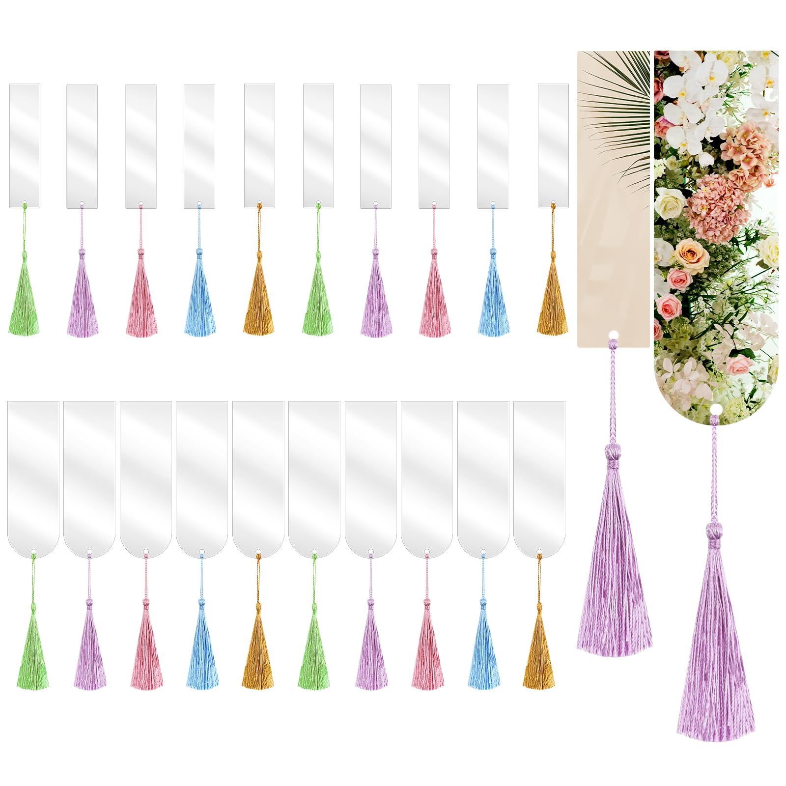 Amazon.com: 20pcs Clear Acrylic Bookmarks with 20pcs Tassels, Blank ...