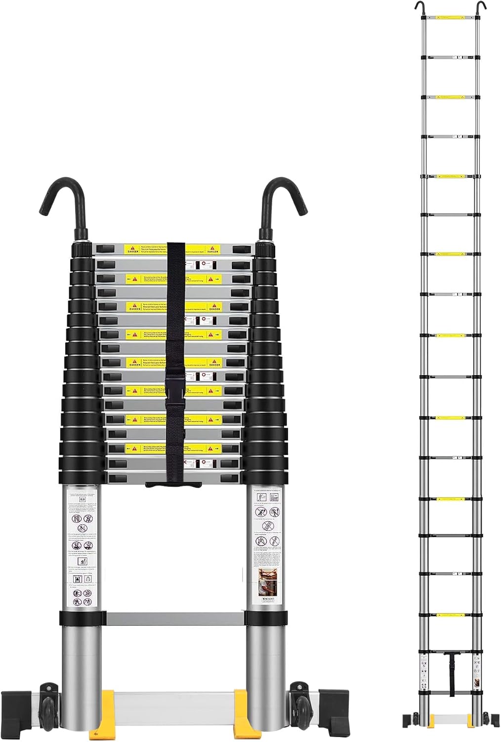 Telescoping Extension Ladder 26.2 FT, Aluminum Lightweight Extension ...