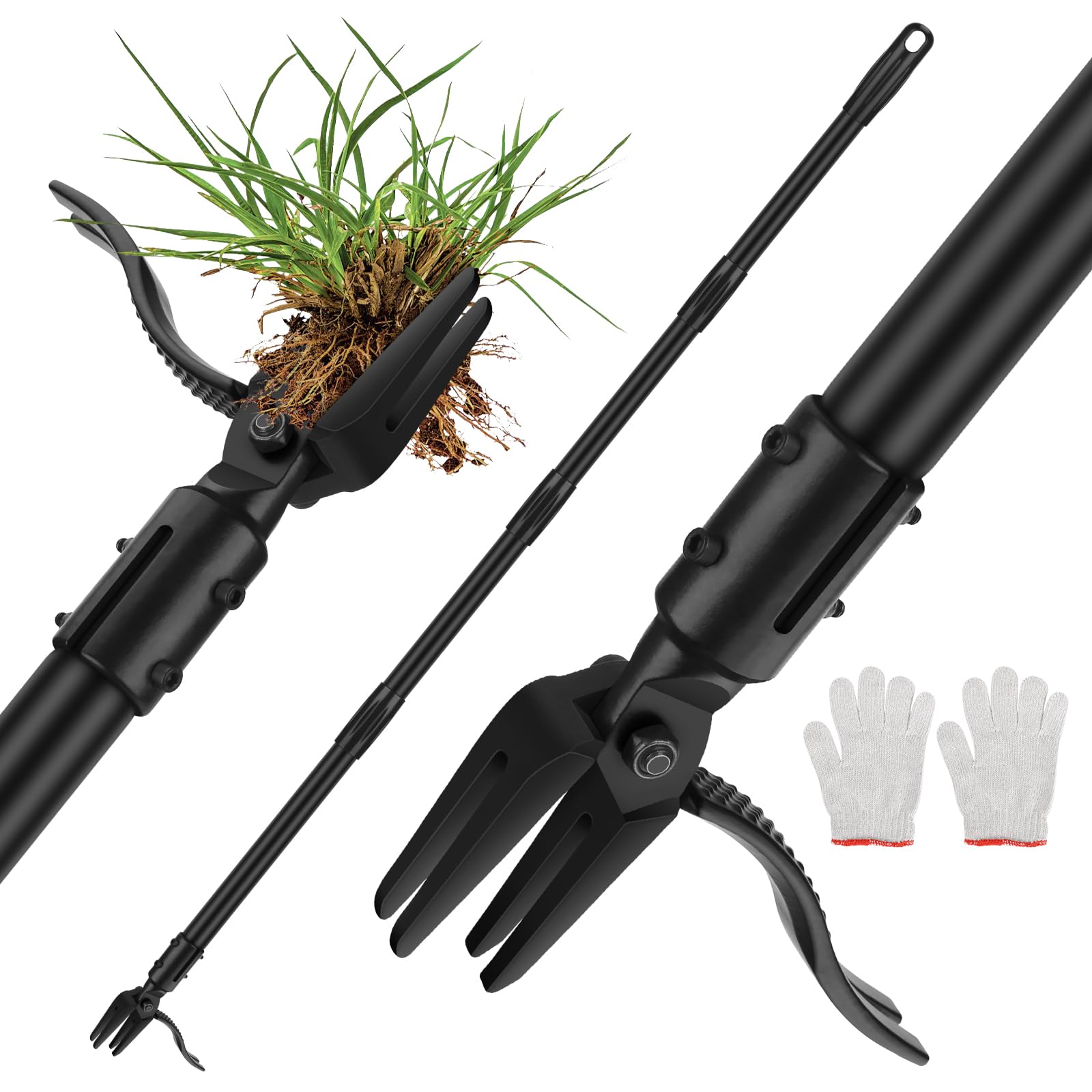 64 INCH Weed Puller Tool, Stand Up Heavy Duty Weed Puller, 3 Adjustable ...