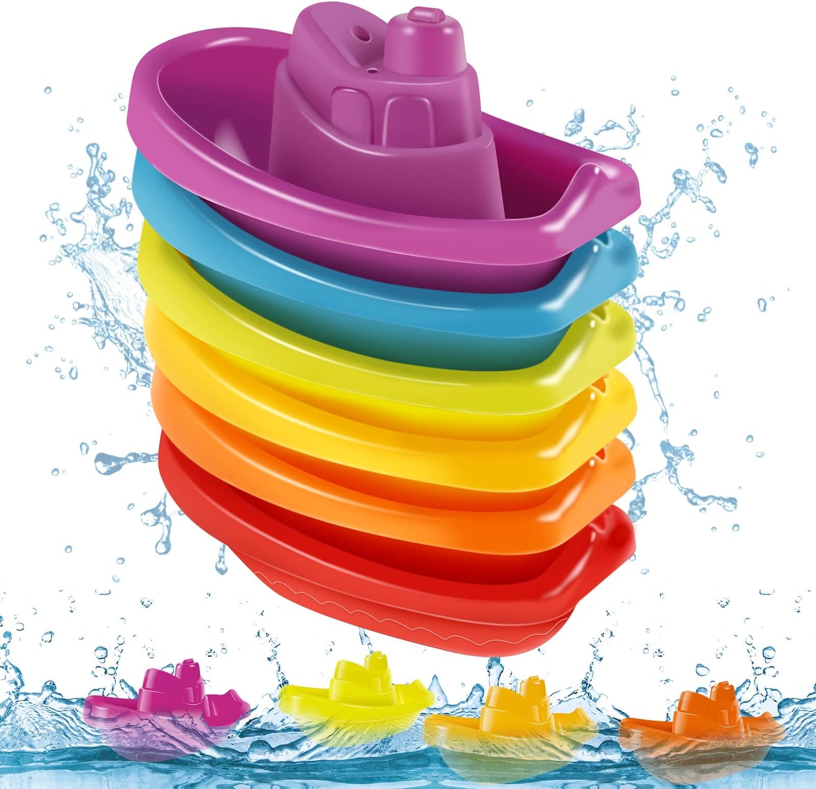 Amazon.com: Nuby 5-Pack Stacking Bath Boats : Toys & Games