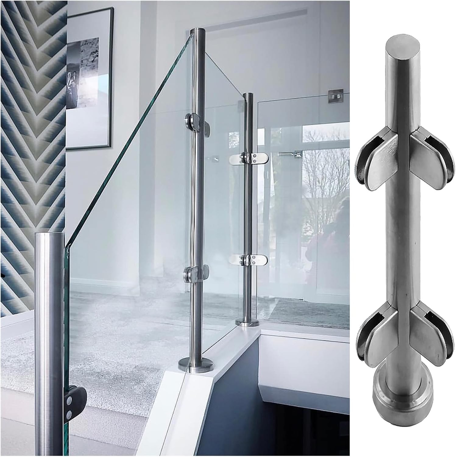 Glass Panel Holder, Floor Glass Fence Post Glass Railing Post Indoor ...