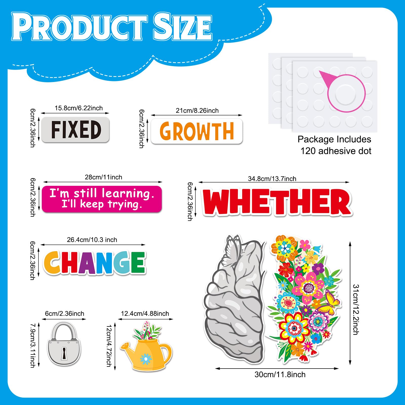Snapklik.com : 46 Pcs Growth Mindset Posters Flower Brain Grow Bulletin ...