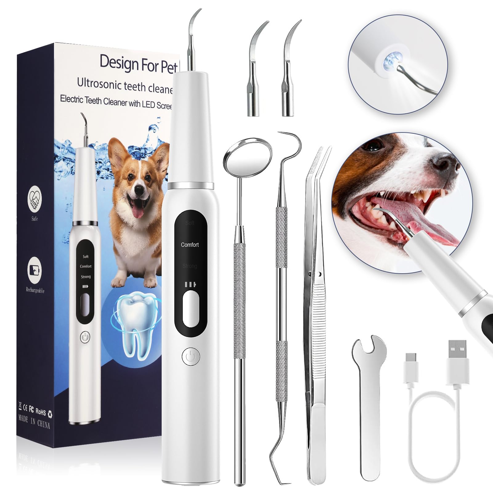 Sicilaien Dog Teeth Cleaning Kit, Plaque Remover for Teeth, Pet ...