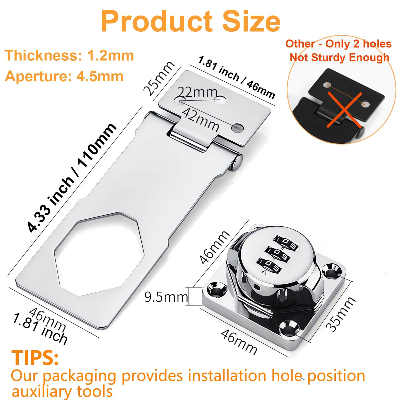 Snapklik.com : 3-Digit Combination Cabinet Lock For Double Doors