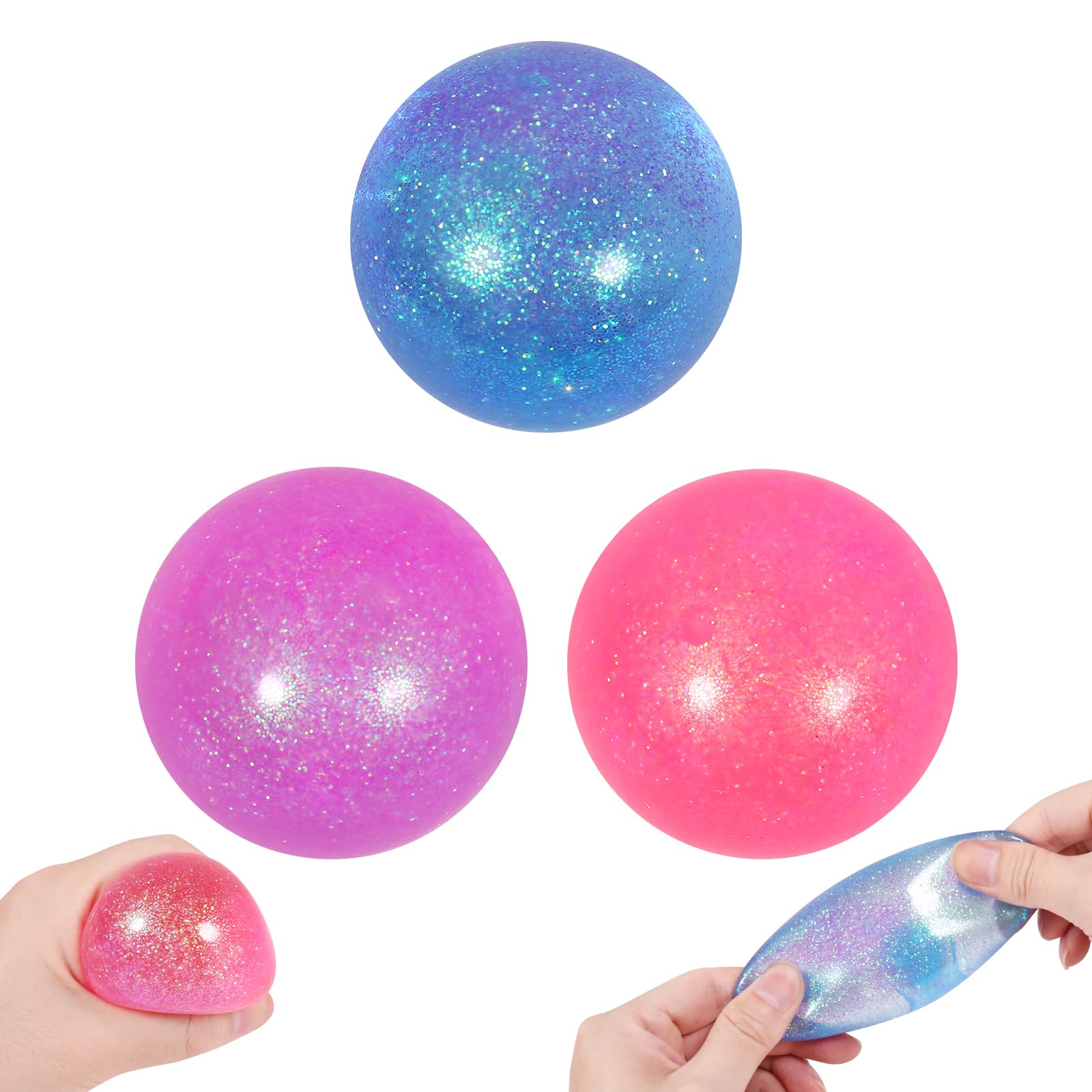 Amazon.com: 3pcs Sugar Ball,2.5" Slow Rise Squishy Stress Relief Balls ...
