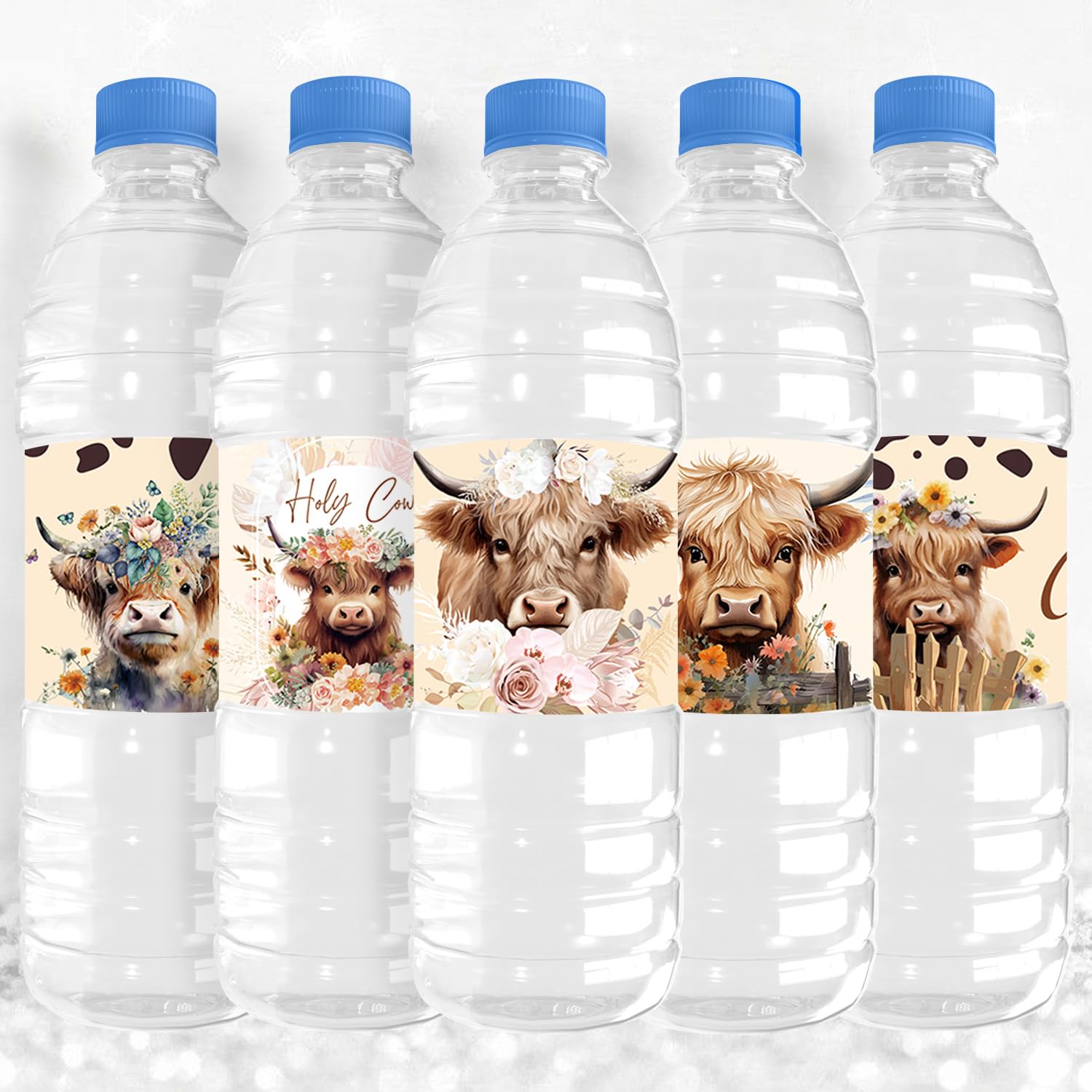 Amazon.com: Rngmsi Highland Cow Water Bottle Labels - Waterproof ...