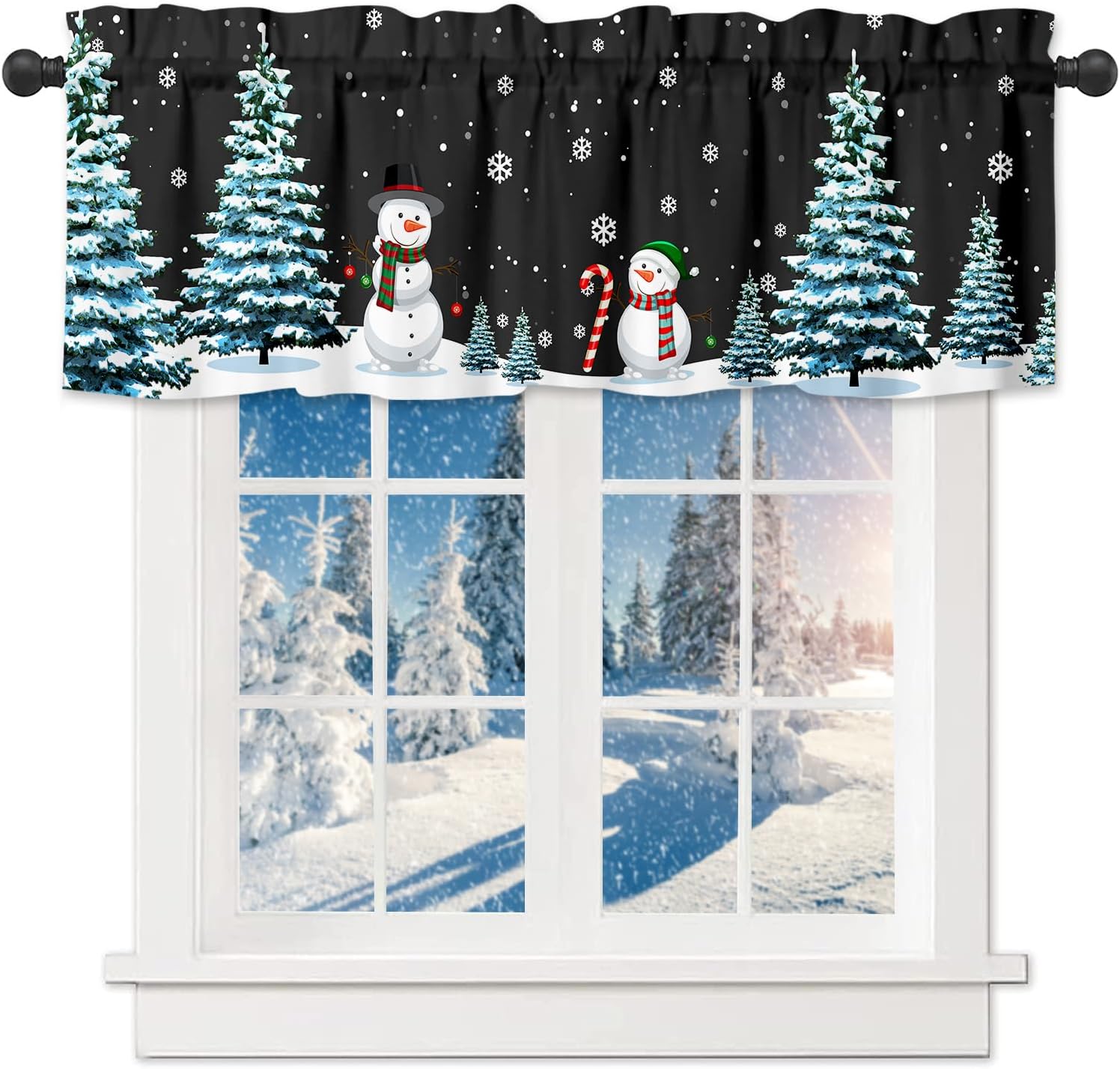 Amazon.com: Nextchange Christmas Snowman Window Valances Pine Tree ...