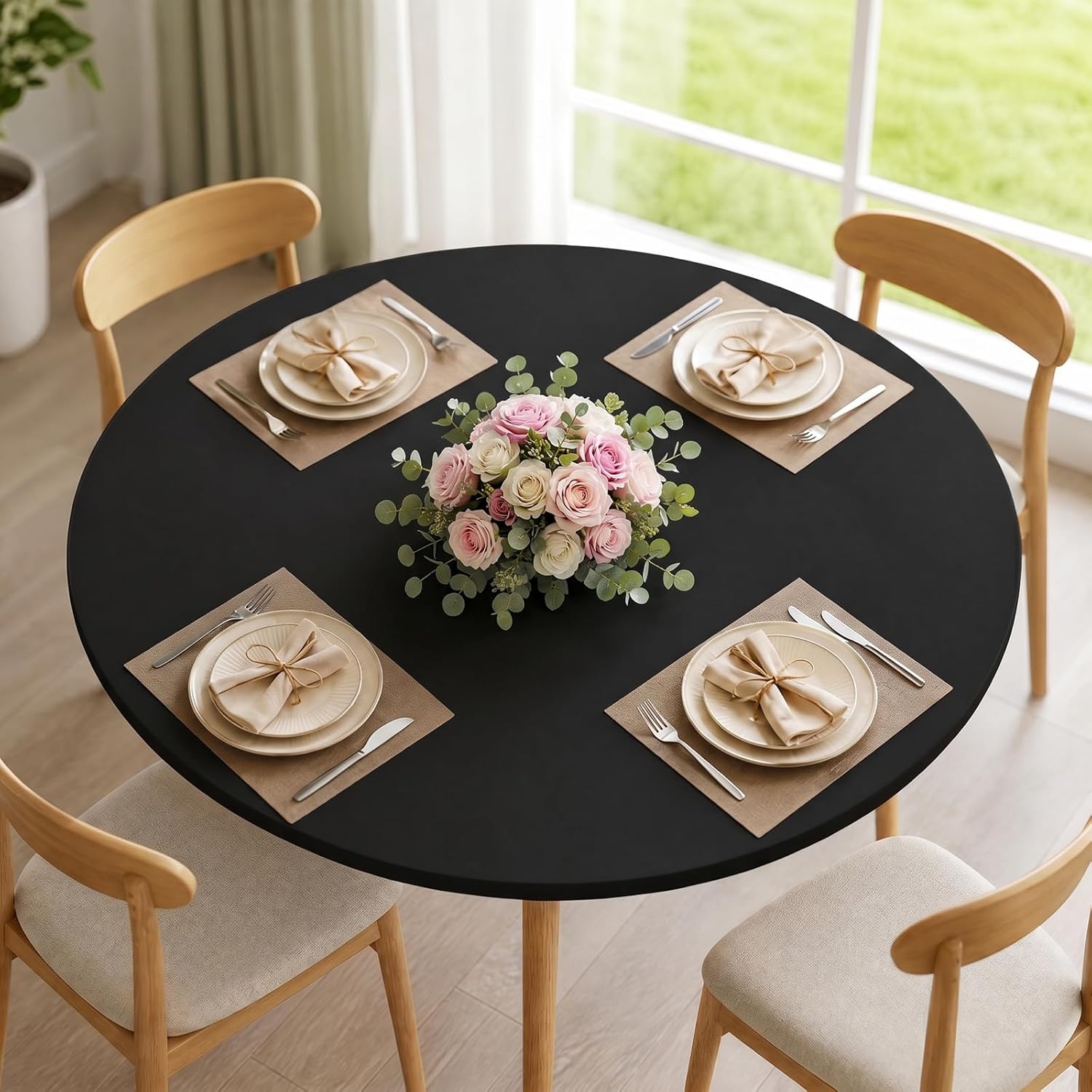 Amazon.com: BDDC Fitted Round Table Cover - Fits 45"-56" Diameter Round ...