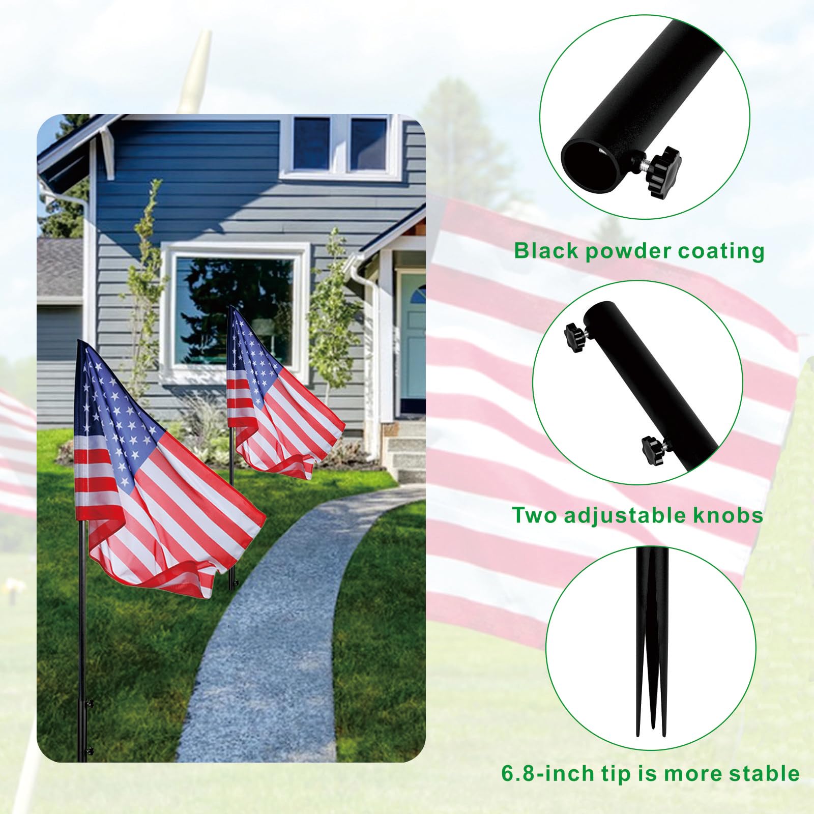 Snapklik.com : KSWLOR Flag Pole Ground Stake, Heavy Duty Flag Pole ...