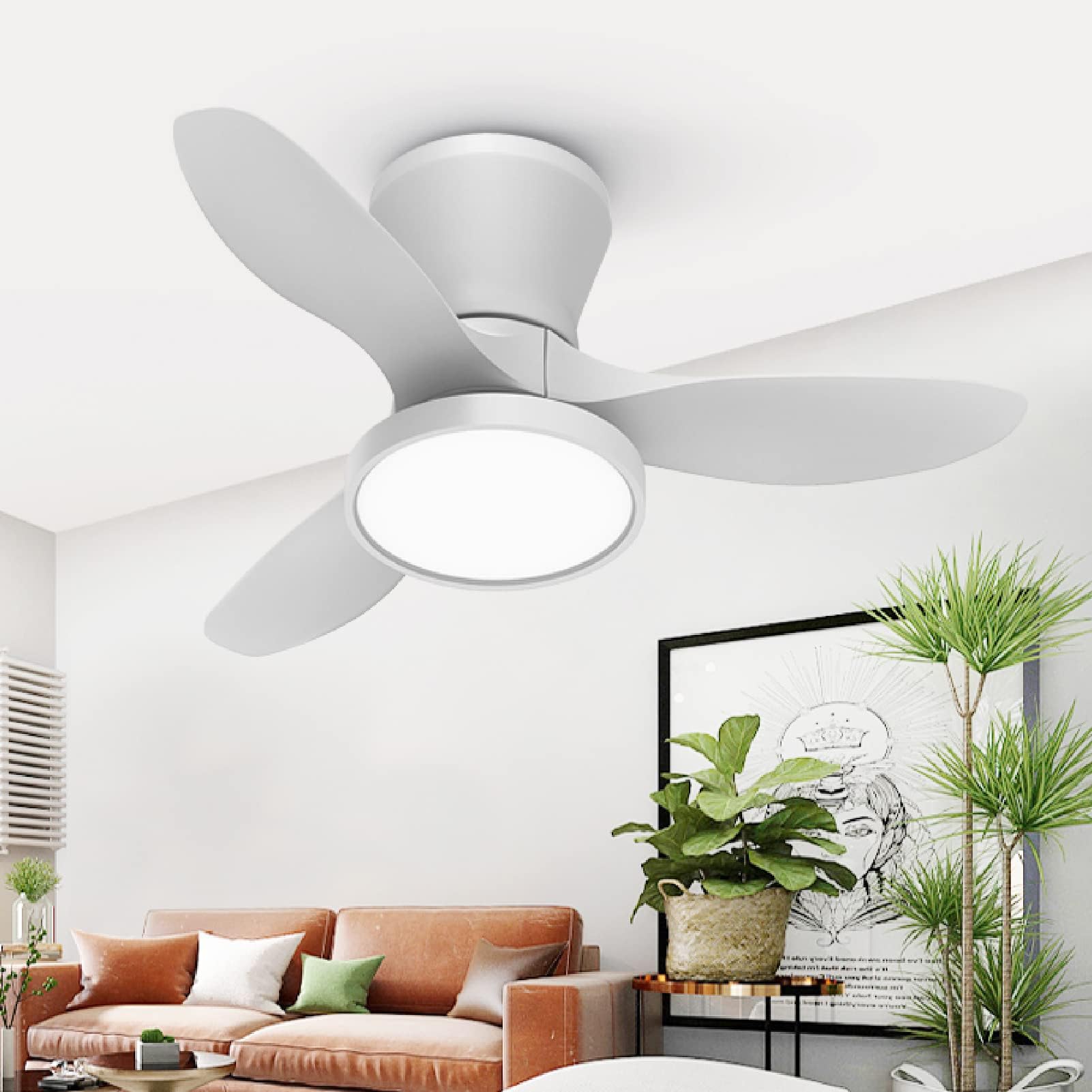 Litex BRC30WW6L Vortex 30-Inch Ceiling Fan with Six Reversible White ...