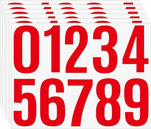Amazon.com: 6 Sheets 4 Inch Number Stickers 0-9, Self Adhesive Vinyl ...