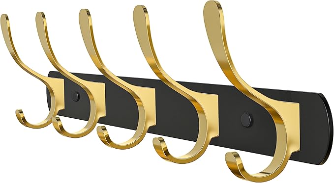 Amazon.com: SAYONEYES Black and Gold Coat Rack Wall Mounted - 16 Inch ...