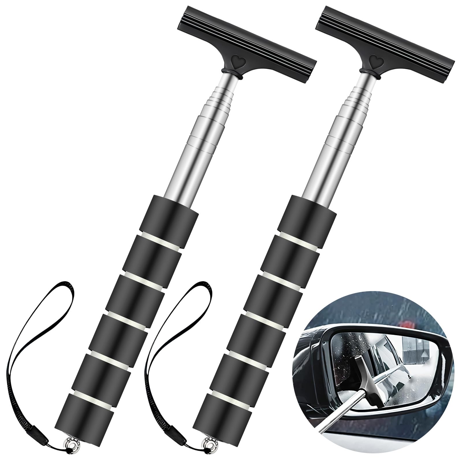 Amazon.com: Lorzot 2 Pcs Side Mirror Squeegee, Retractable Car Mirror ...