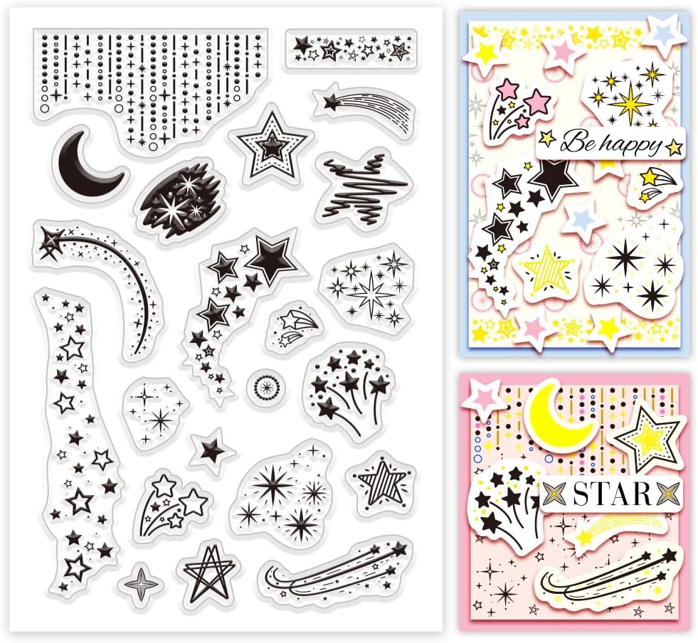 Amazon.com: PH PandaHall Stars Clear Stamps for Card Making, Stars ...