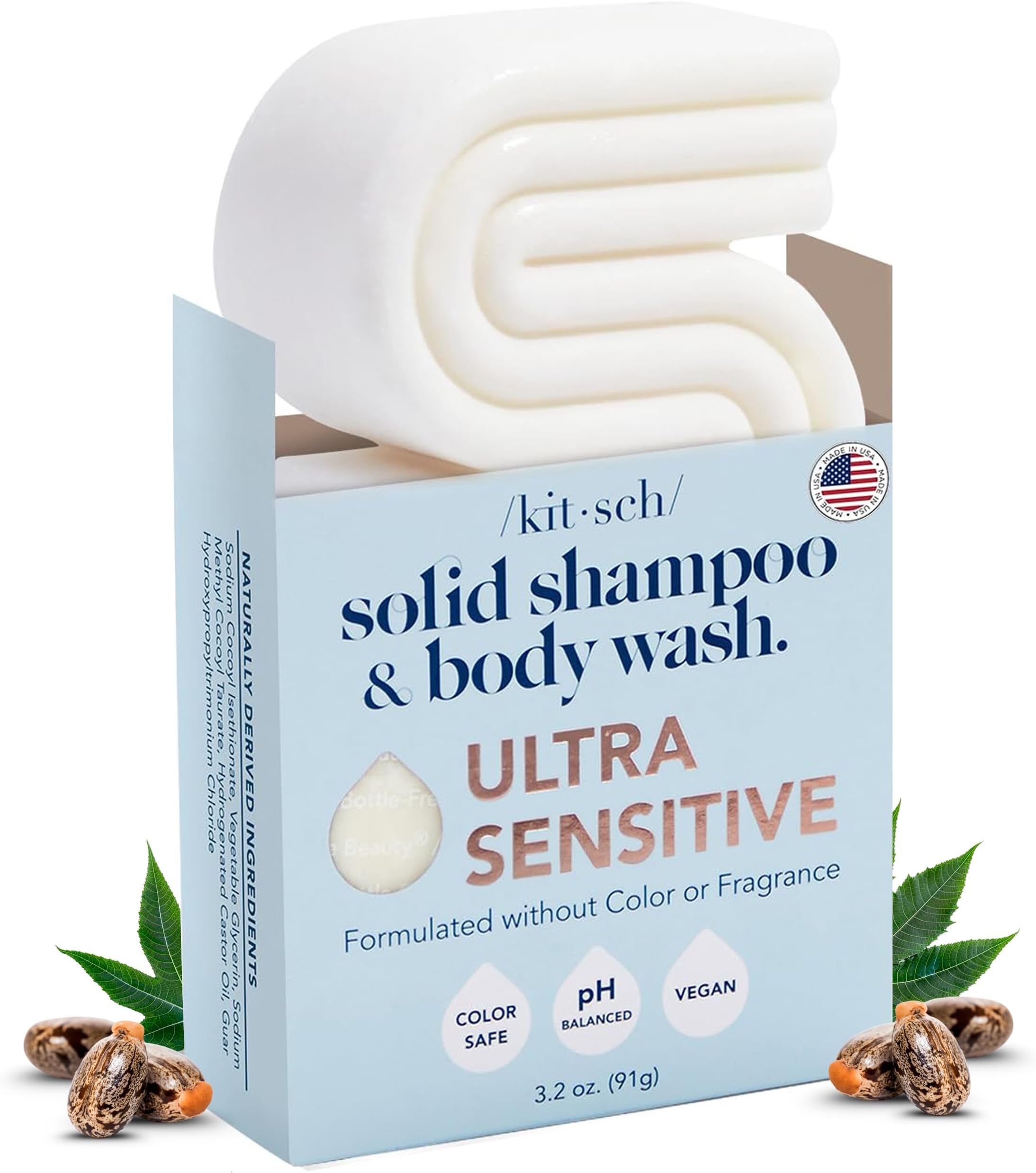 Amazon.com : Kitsch 2-in-1 Shampoo Bar and Body Wash - Ultra Sensitive ...