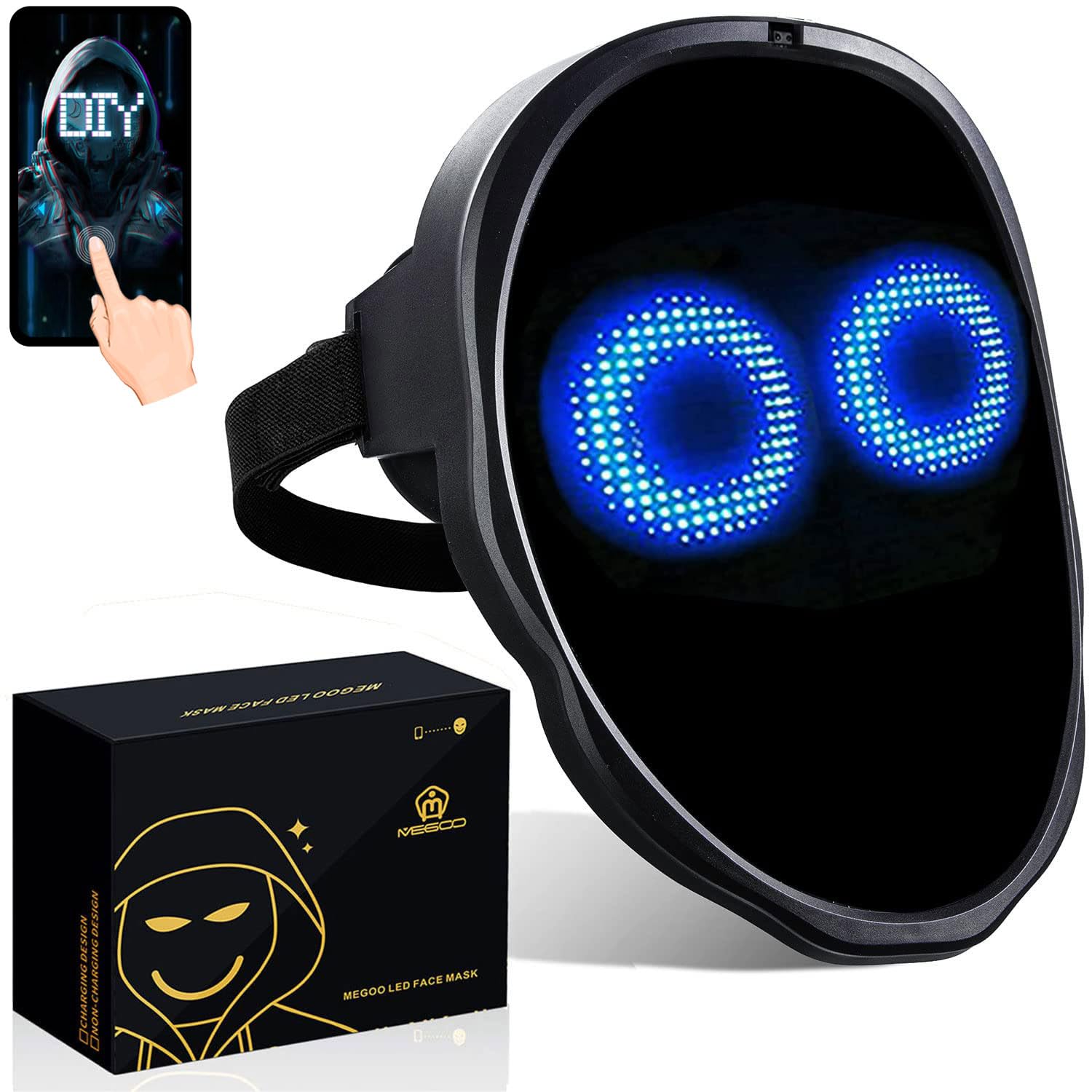 Amazon.com: MEGOO Led Mask with Bluetooth Programmable App,Shining Led ...