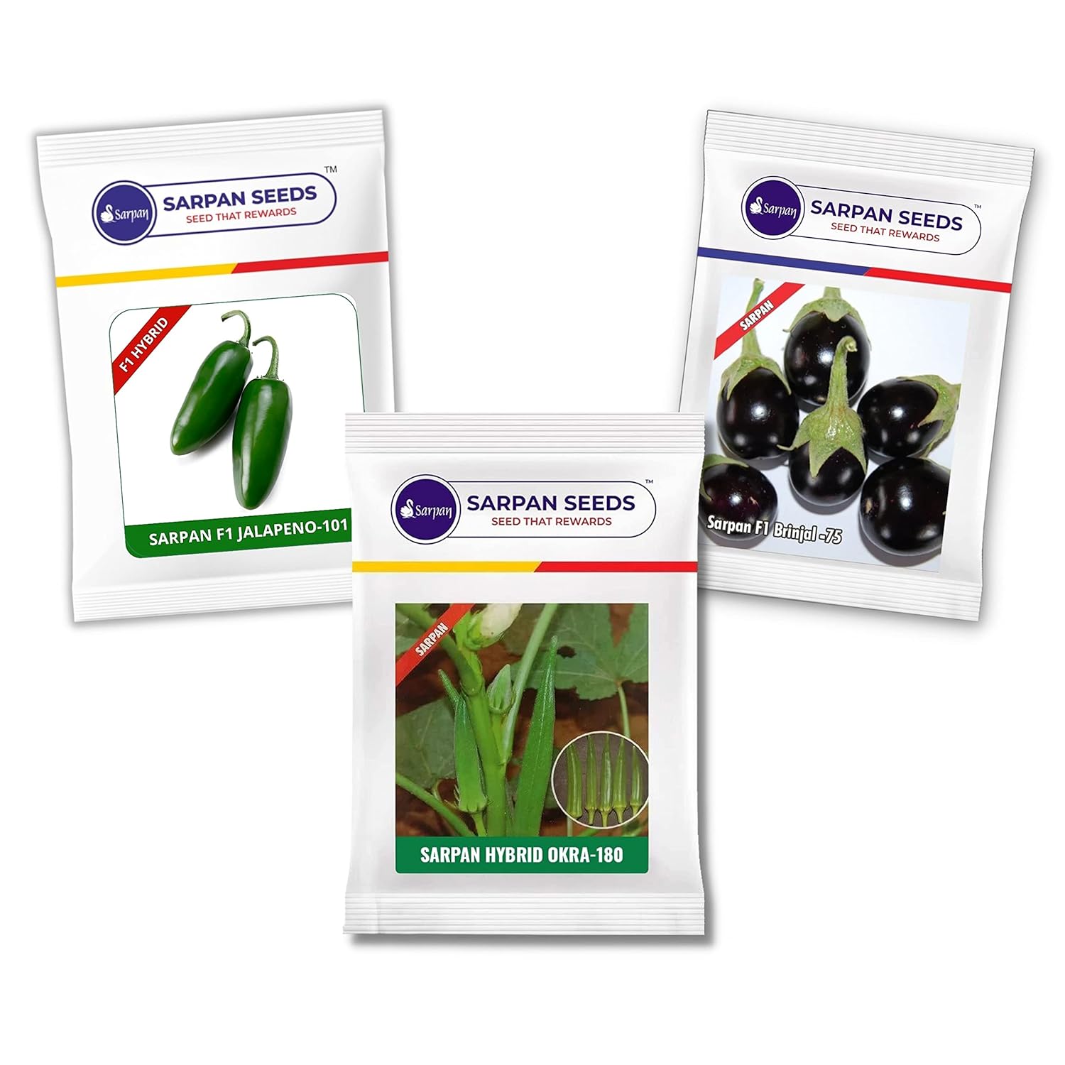 Sarpan Seeds Vegetable Seeds Combo Of Jalapeno, Okra, Brinjal Kitchen ...