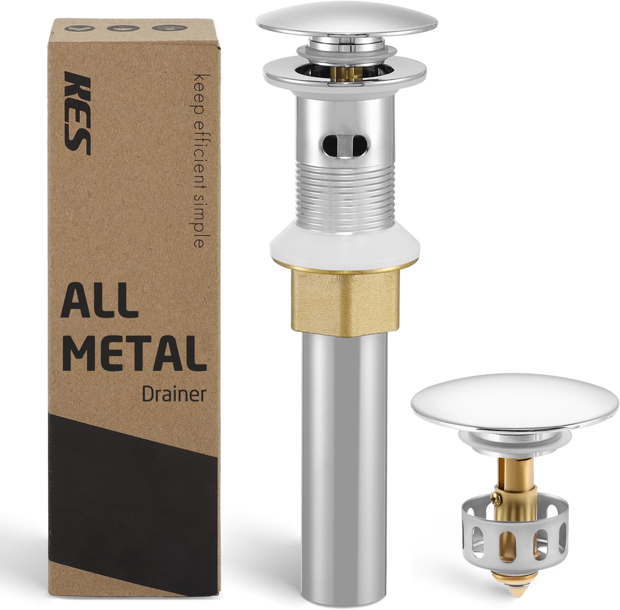 Luxier DS03-TC 1 1/2" Bathroom Faucet Vessel Vanity Sink Pop Up Drain ...