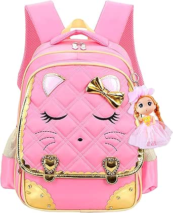 Amazon.com: Cat Face Girls Backpack Kids School Bookbag for Students ...