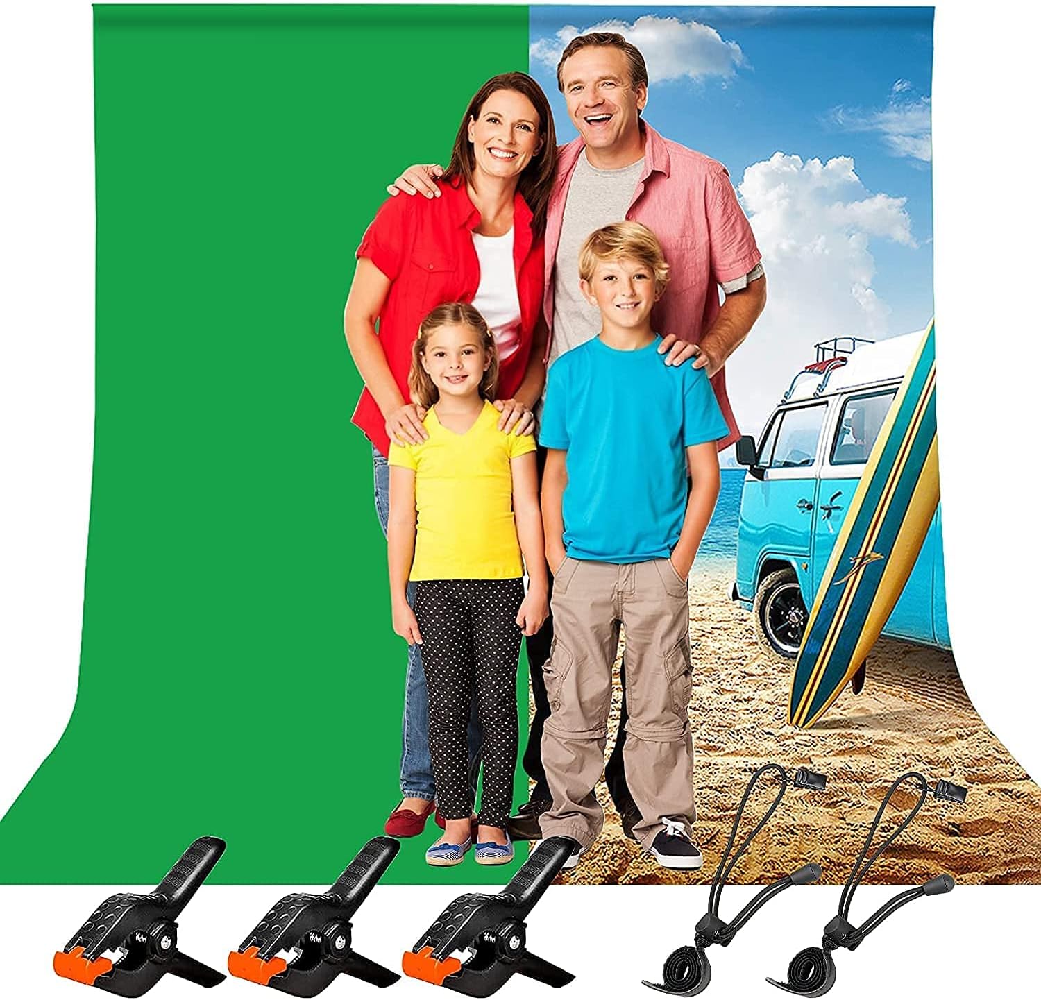 ManaPina Green Screen Backdrop Kit Chromakey, 9.5 x 6.5 ft （2m x 3m ...