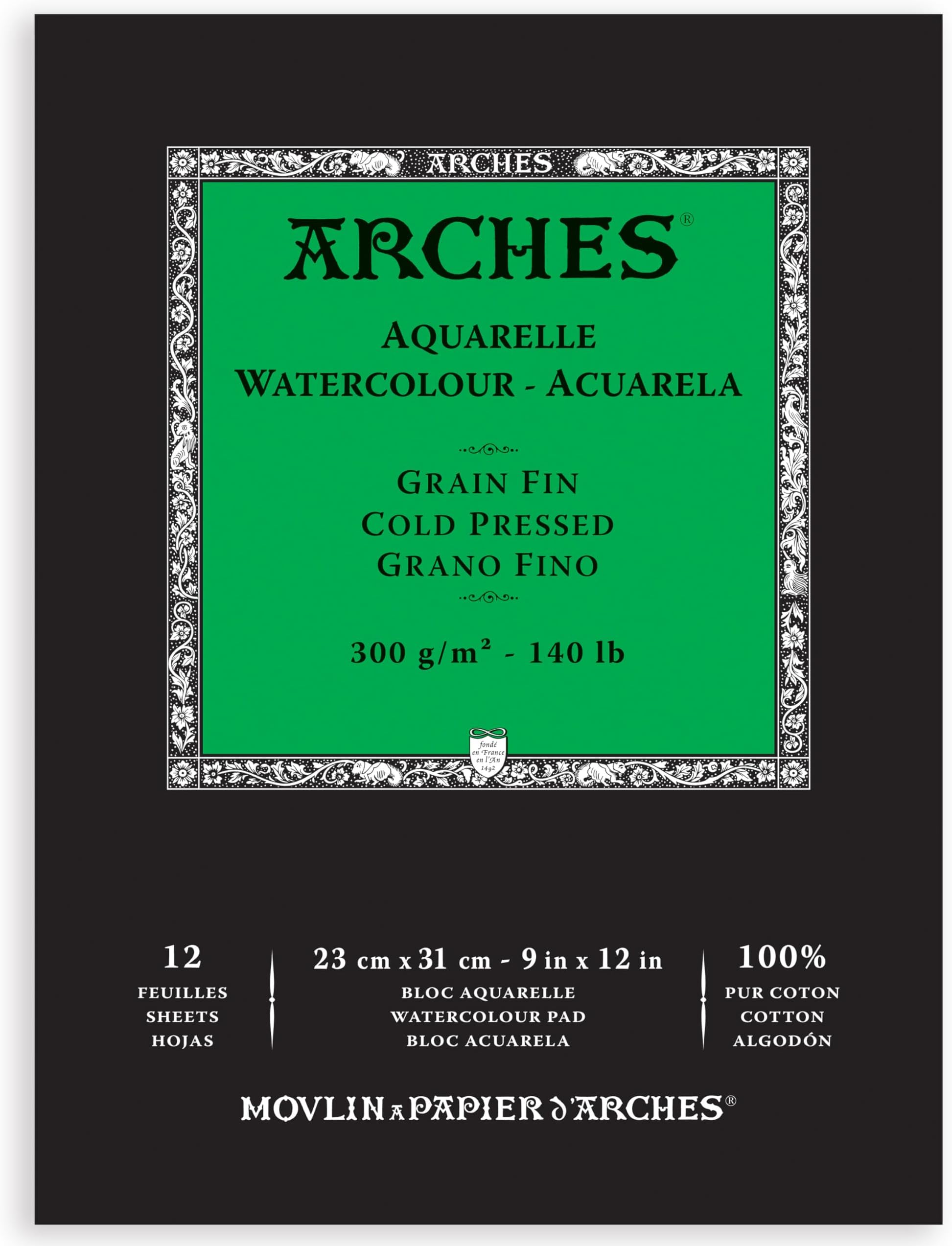 Amazon.com: Arches Aquarelle Watercolor Block, Cold Pressed, 140lb ...