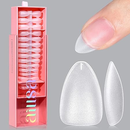 Amazon.com: AILLSA Short Almond Nail Tips 450PCS Upgraded Matte Gel ...