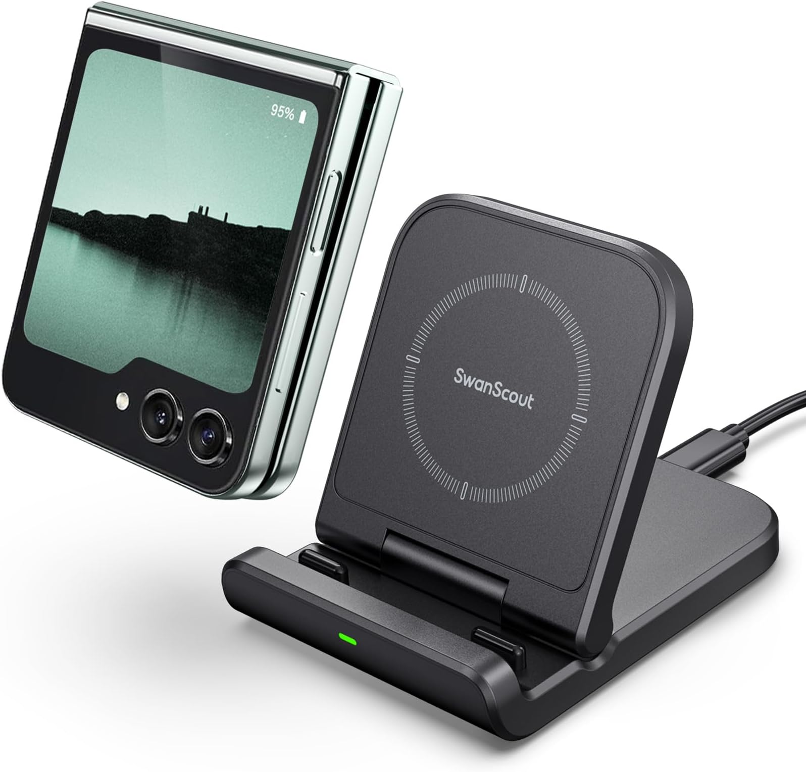 SwanScout Wireless Charger for Samsung Z Flip, Foldable Fast Charging ...
